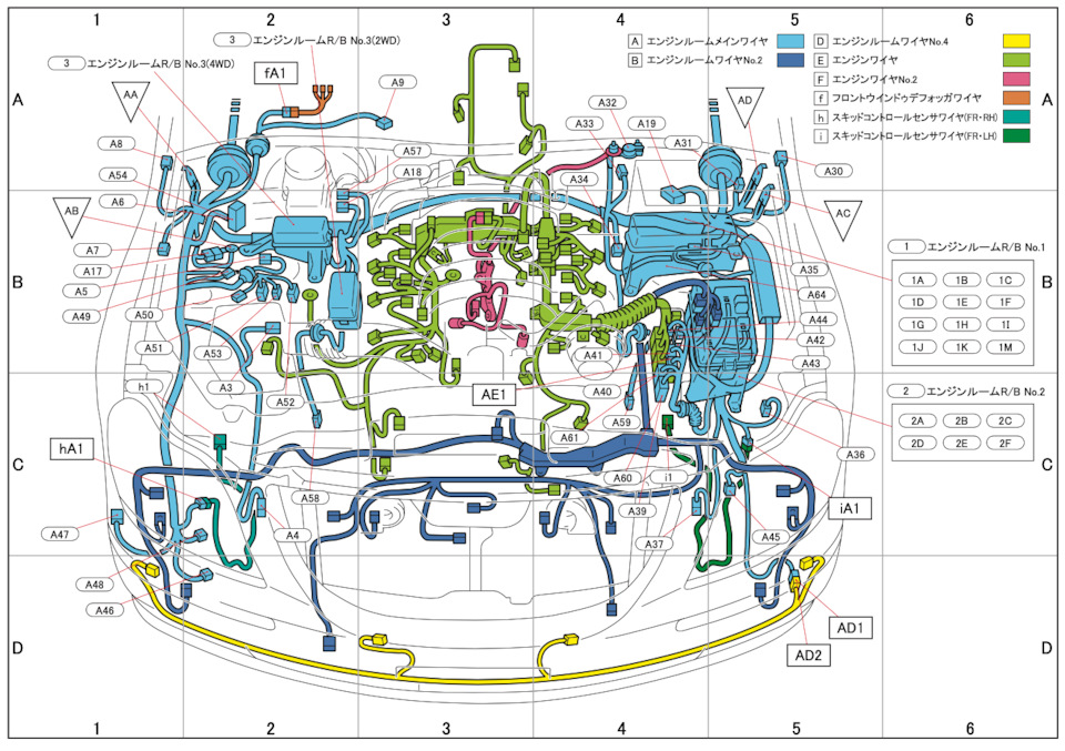 Основные электросхемы моторного отсека . — Toyota Crown Majesta (S180 ...
