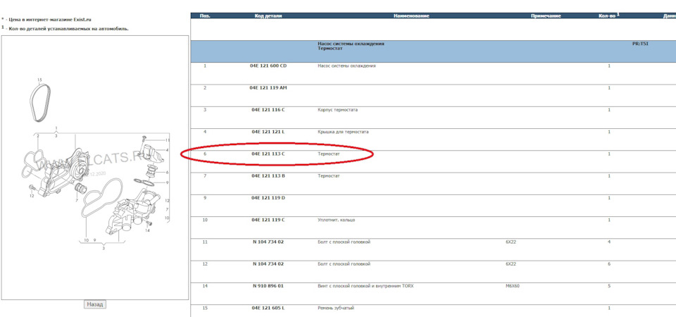 Термостат на двигателях 1,6 cwva и cwvb (110 и 90 л.с.) Ответ Найден ...