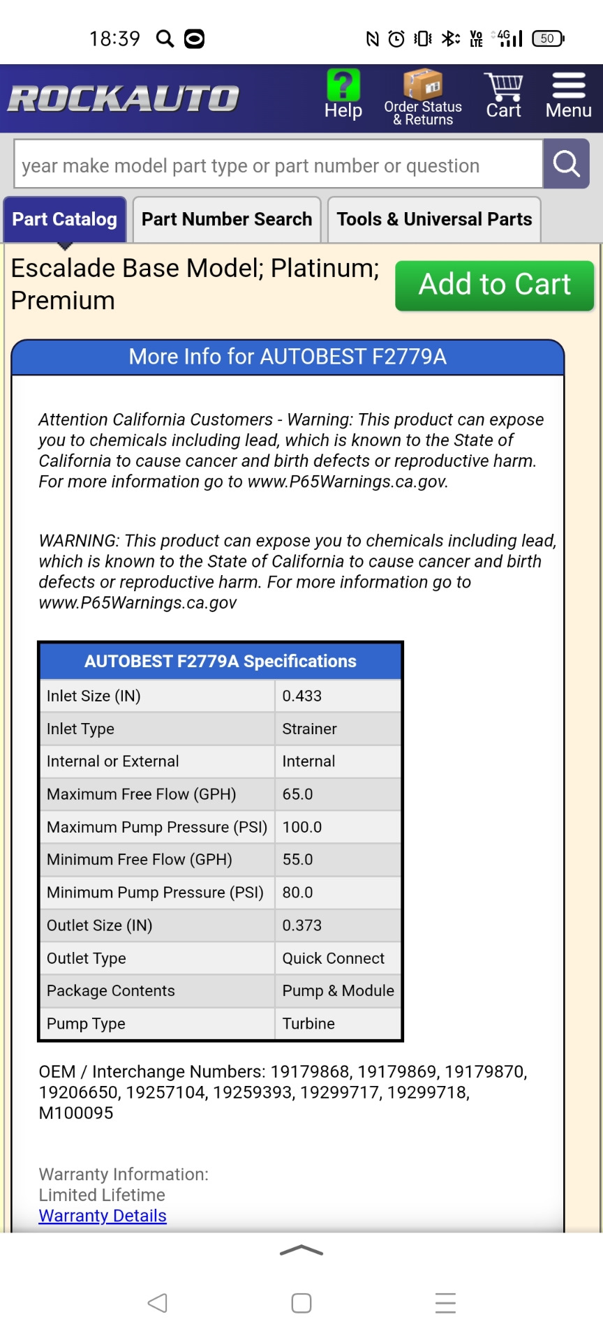 Вставка топливного насоса? — Cadillac Escalade (3G), 6,2 л, 2011 года ...