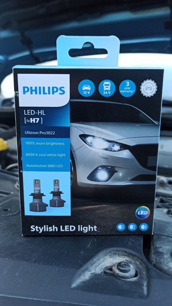 Установка H7 LED PHILIPS Ultinon Pro3022 6000K 12В-24В — Renault Megane III, 1,5 л, 2014 года ...