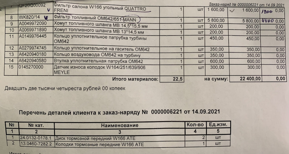 ТО 81000 + передние тормозные диски и колодки — Mercedes-Benz M-Class ...