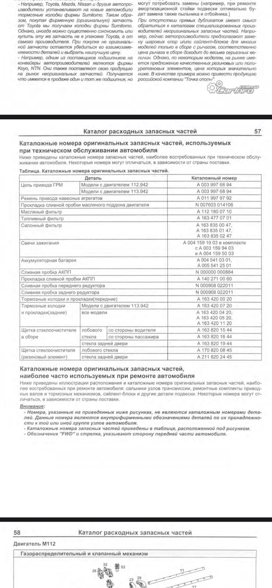 Каталог расходных запасных частей — Mercedes-Benz M-Class (W163), 5,4 л ...