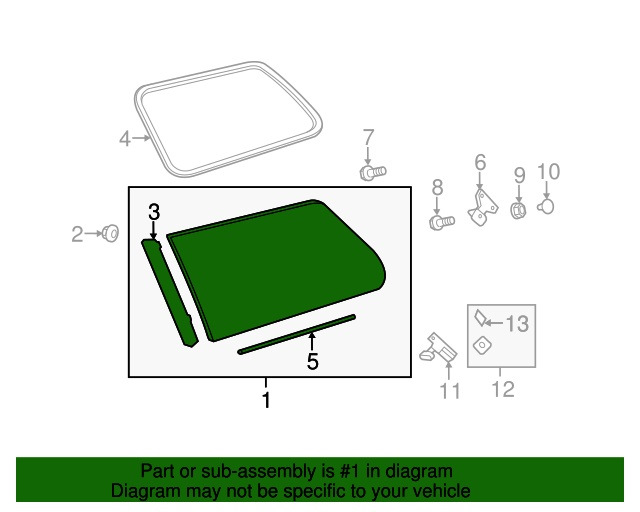 6274008090 Стекло кузова (собачник) заднее левое TOYOTA SIENNA III 10 ...