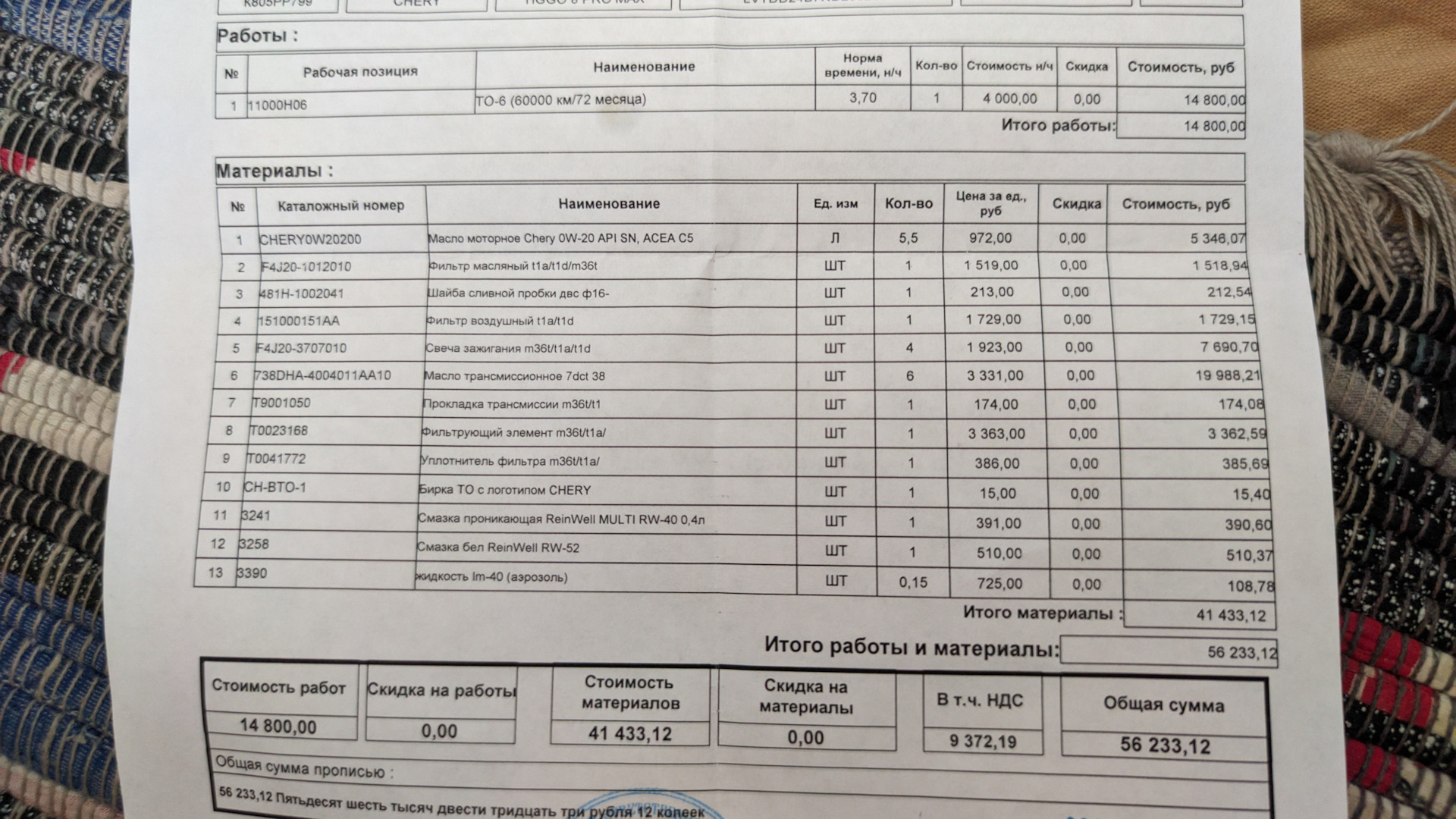 ТО 6 — Chery Tiggo 8 Pro Max, 2 л, 2022 года | плановое ТО | DRIVE2