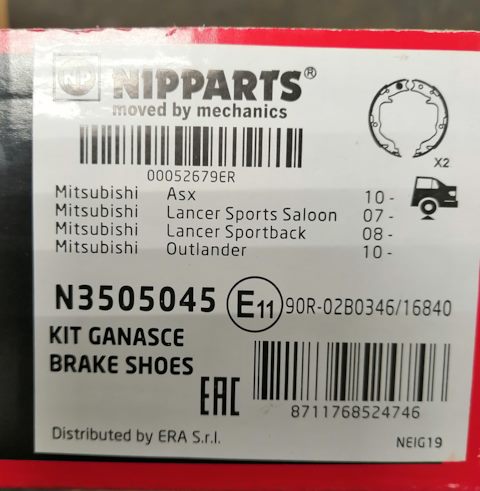 N3505045 Комплект тормозных колодок, стояночная тормозная система ...