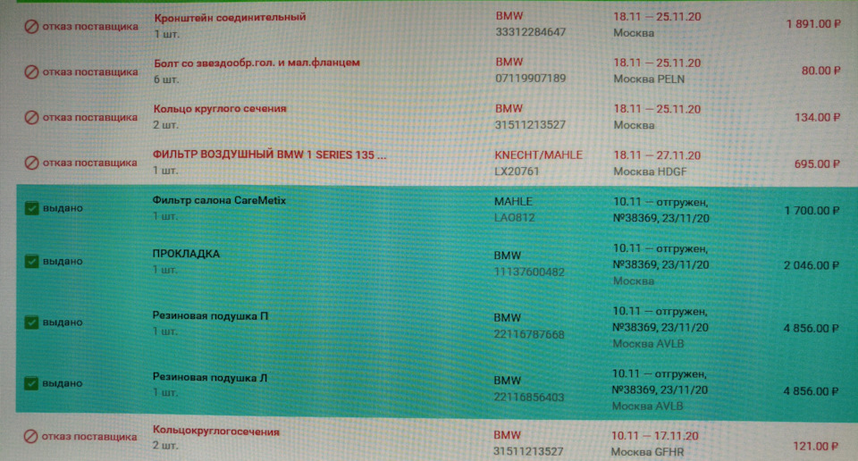 Что за фигня творится с запчастями — BMW 1 series (F21), 3 л, 2013 года ...