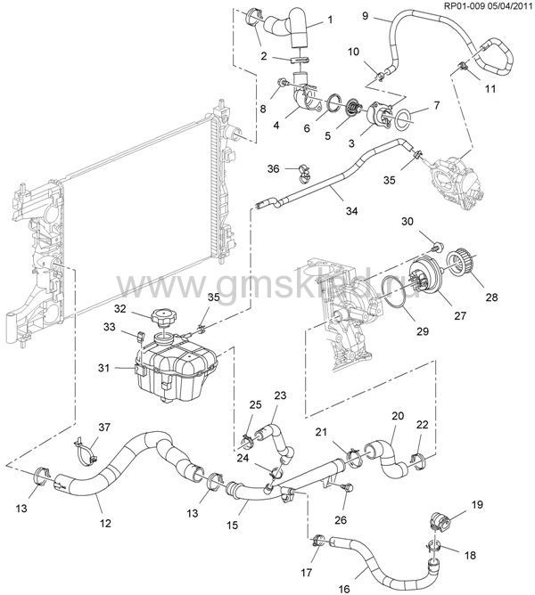 Замена термостата, антифриза, патрубков охлаждения — Chevrolet Cruze ...