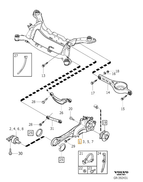 205. Сайлент-блоки рычагов задней подвески — Volvo XC70 III, 2,4 л ...