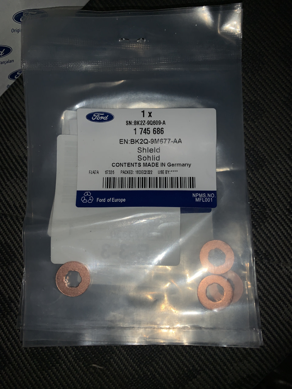 1745686 Уплотнительное кольцо топливной форсунки / Transit, Ranger 2,2/ ...