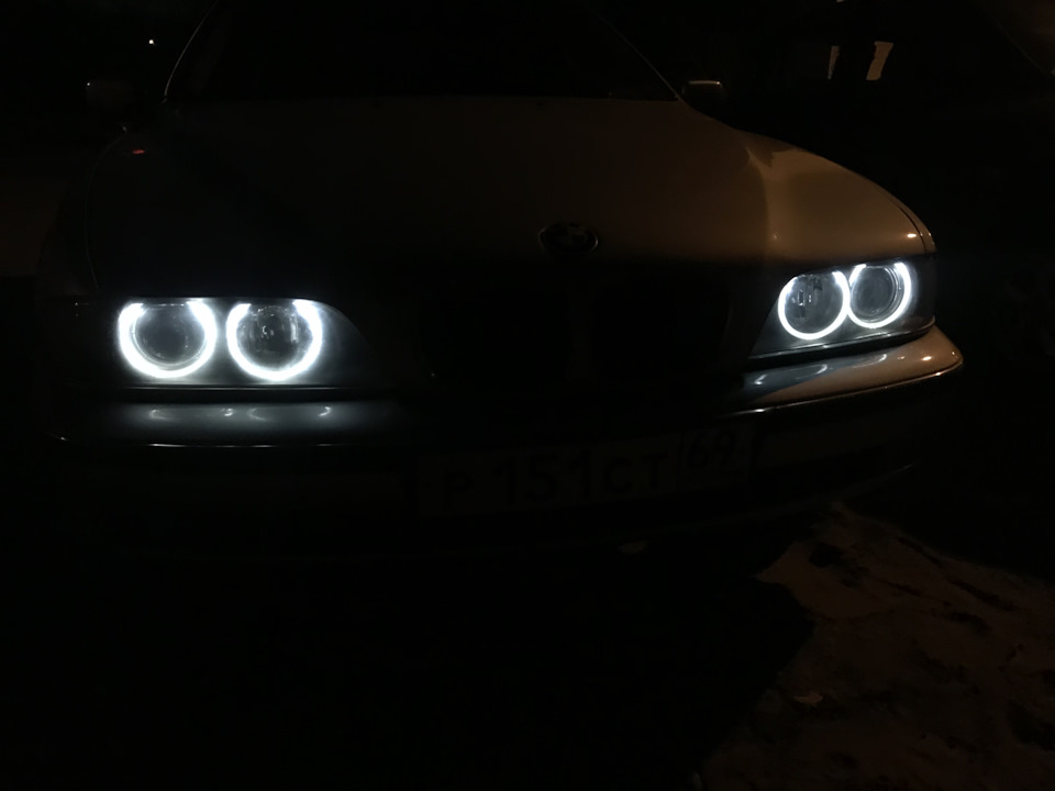 Новые лампочки в ангельские глазки — BMW 5 series (E39), 2,5 л, 1998 ...
