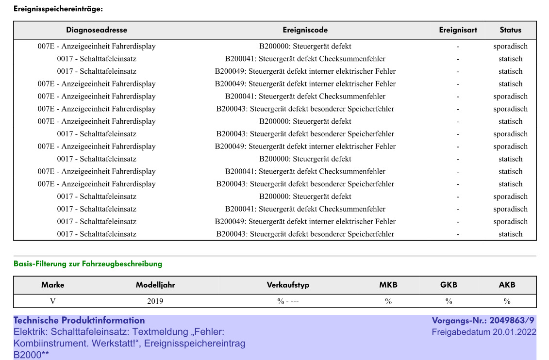 8️⃣6️⃣ Ошибка B200049 (009): неисправность комбинации приборов ...