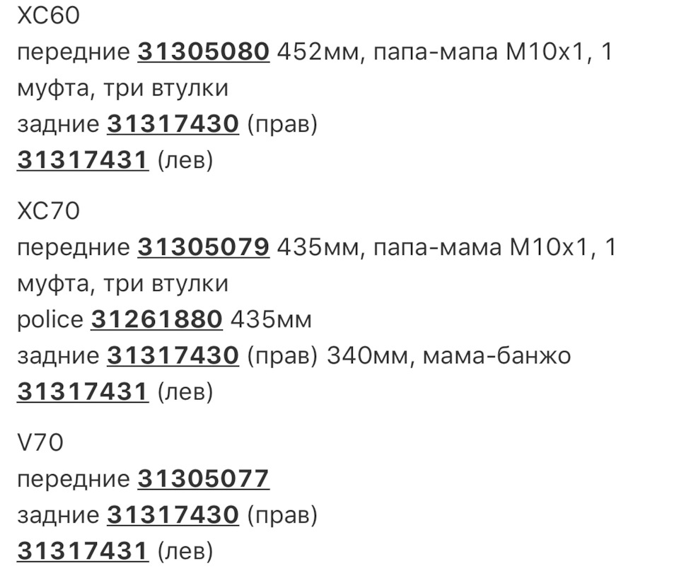 31305080 Шланг тормозной Volvo | Запчасти на DRIVE2