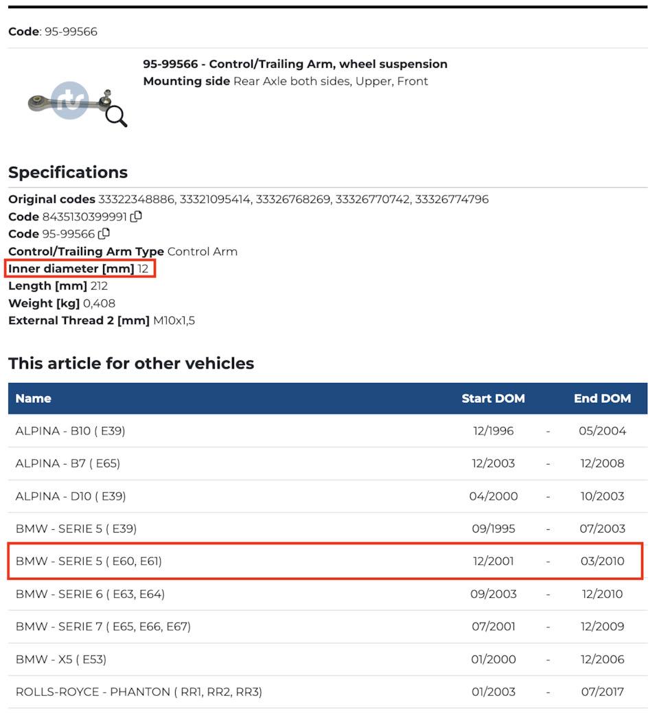 33322348886 Ремонтный комплект направл.рычага BMW | Запчасти на DRIVE2