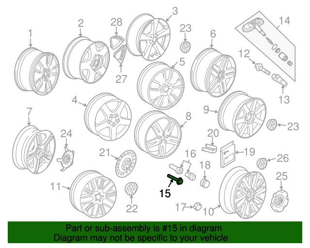 WHT002437 Болт колесный VAG | Запчасти на DRIVE2