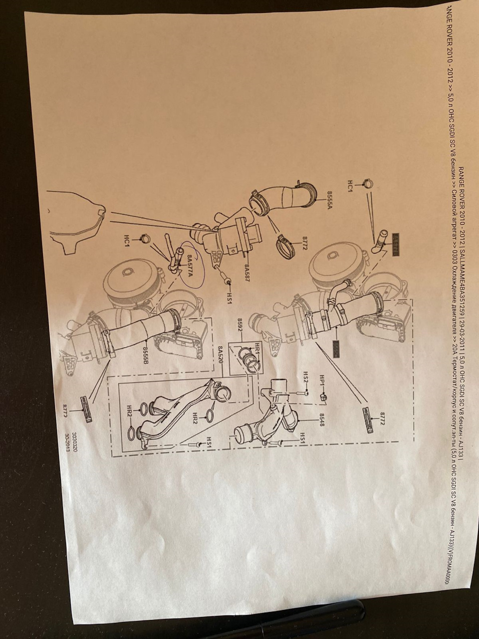 Система охлаждения — Land Rover Range Rover (3G), 5 л, 2011 года ...