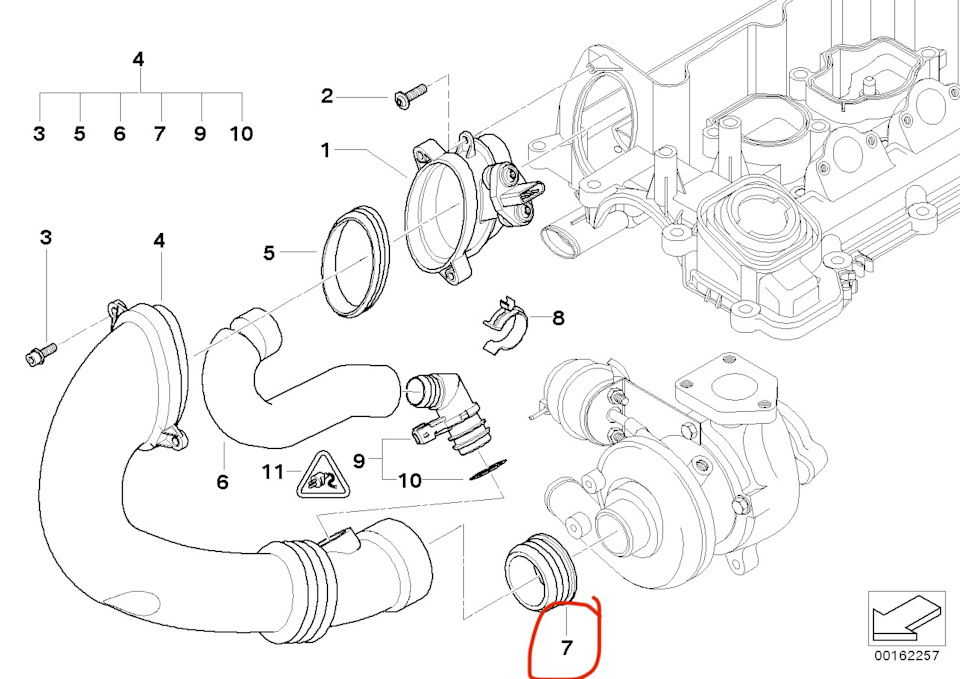 Подтеки масла на холодной части турбины М57 — BMW 5 series (E39), 2,5 л ...