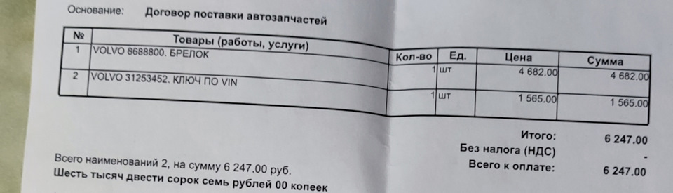 31253452 КЛЮЧ ПОД VIN Volvo | Запчасти на DRIVE2