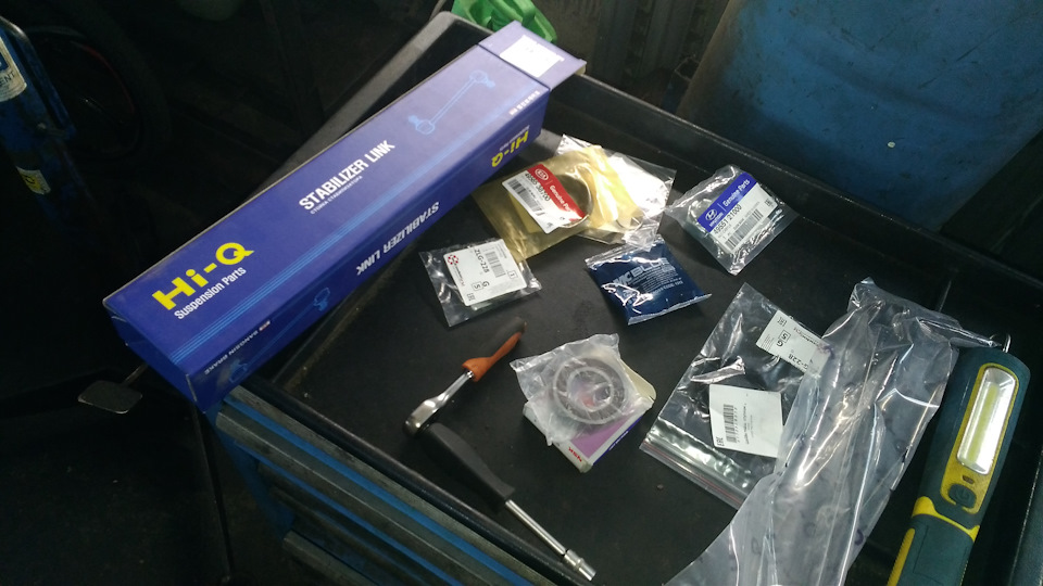 Замена подшипника пром. вала и стойки стаб. — Hyundai Santa Fe (2G), 2 ...