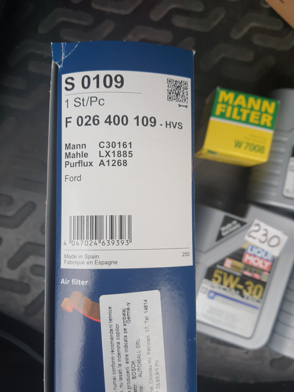 F026400109 Воздушный фильтр BOSCH | Запчасти на DRIVE2