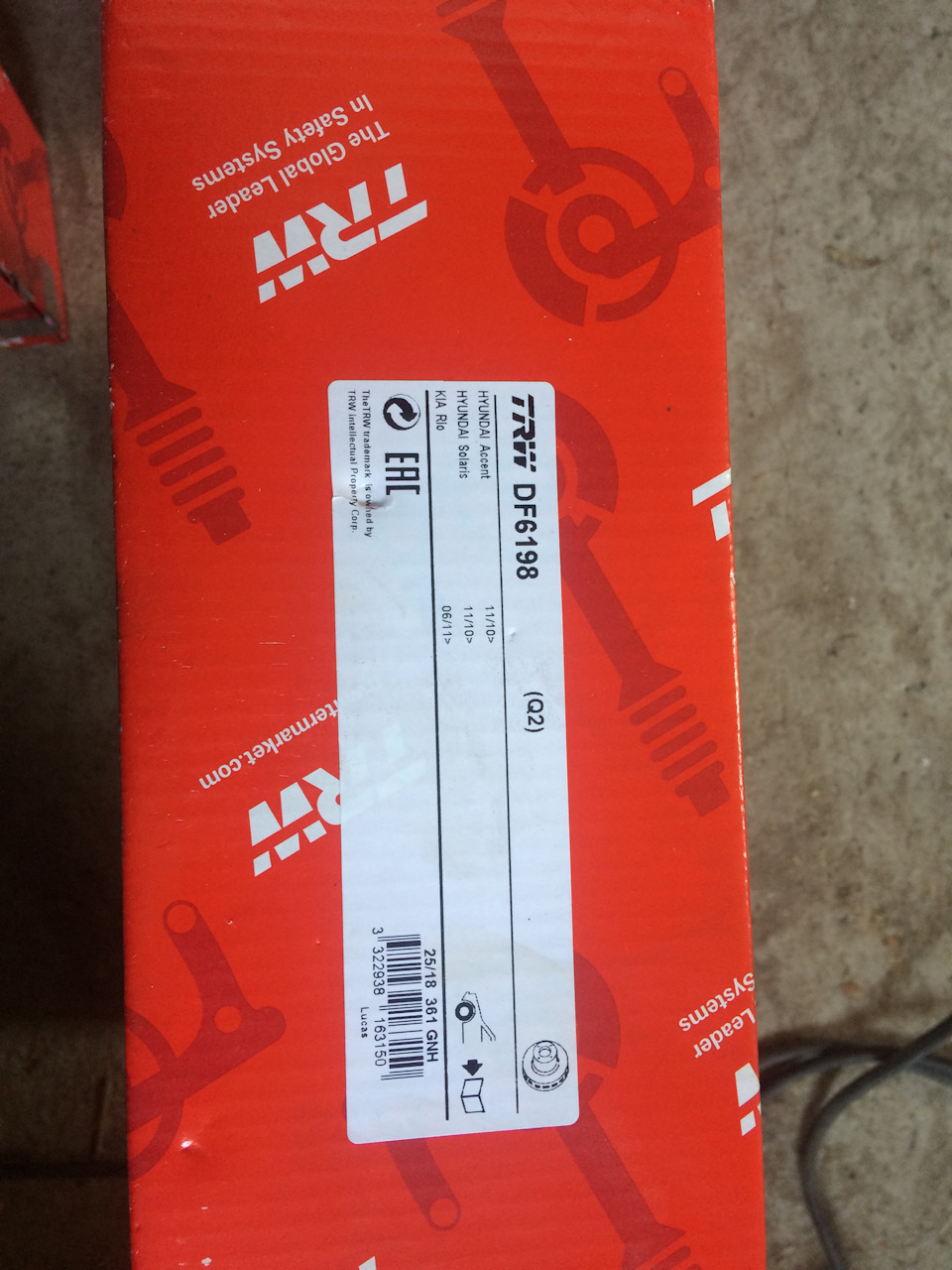 DF6198 Тормозной диск для HYUNDAI, KIA TRW | Запчасти на DRIVE2