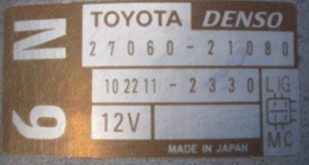 Transpo IN260 на генератор NK 27060-21130 (1NZ-FE) — Toyota ist (2G), 1 ...