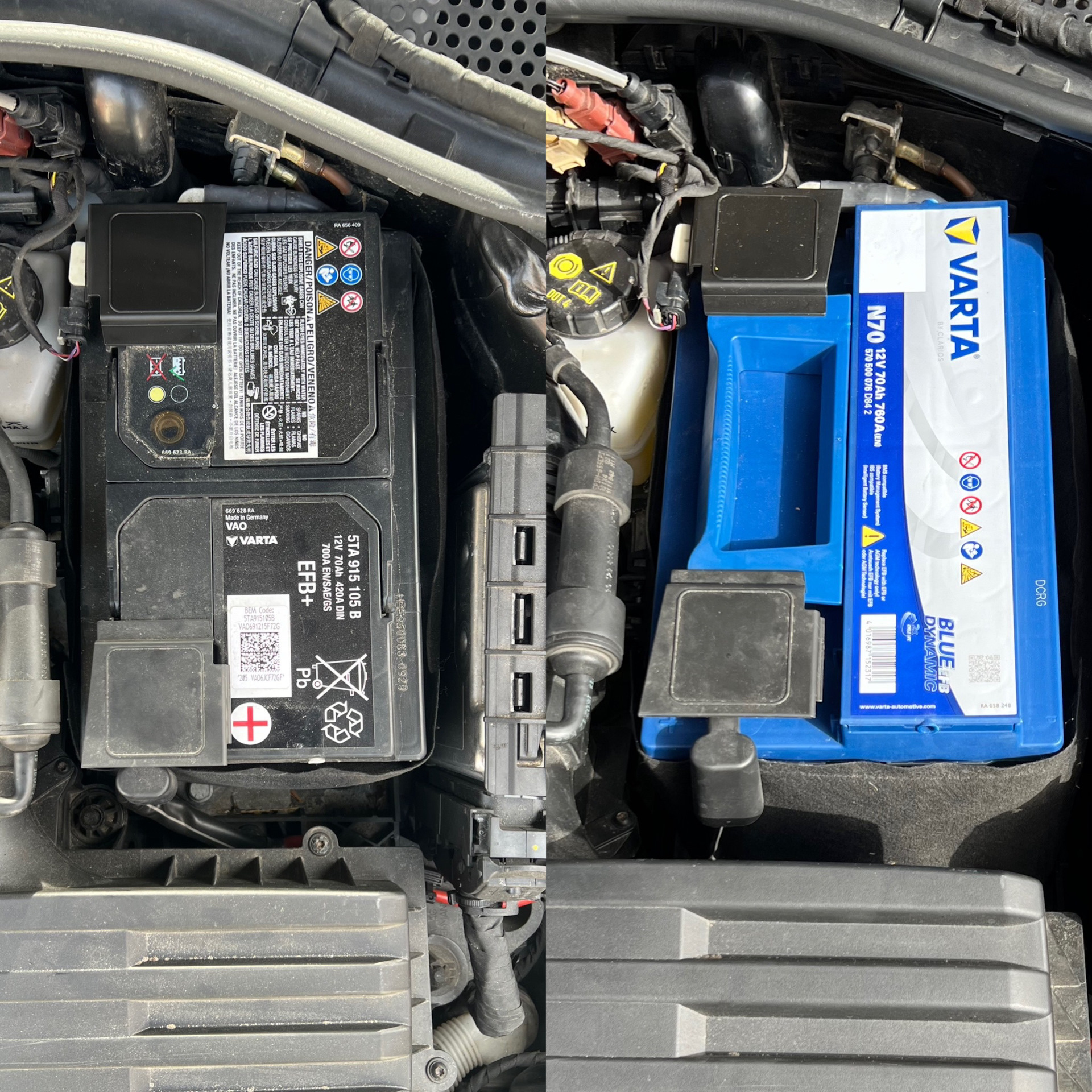 АКБ Varta N70 Blue Dynamic — Volkswagen Passat Variant (B8), 2 л, 2020 ...