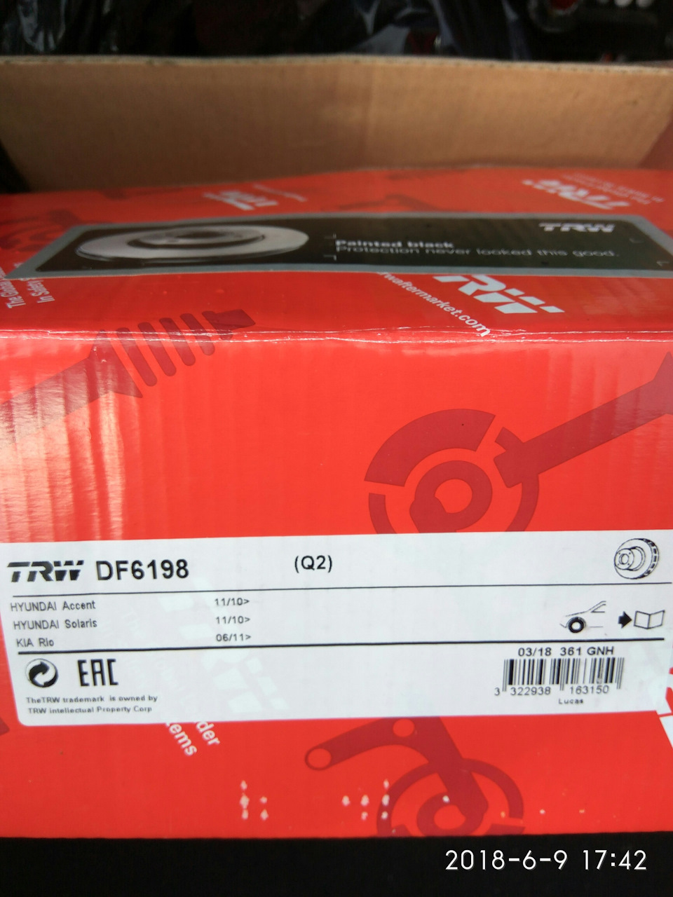 DF6198 Тормозной диск для HYUNDAI, KIA TRW | Запчасти на DRIVE2