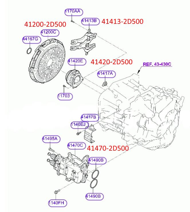 412002D500 Корзина сцепления с диском в сборе KIA HYUNDAI | Запчасти на ...