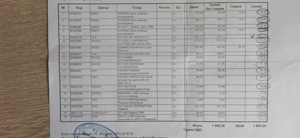 Замена ГРМ пробег 318000 из архива 2018 год — Audi A8 (D3), 4,2 л, 2008 ...