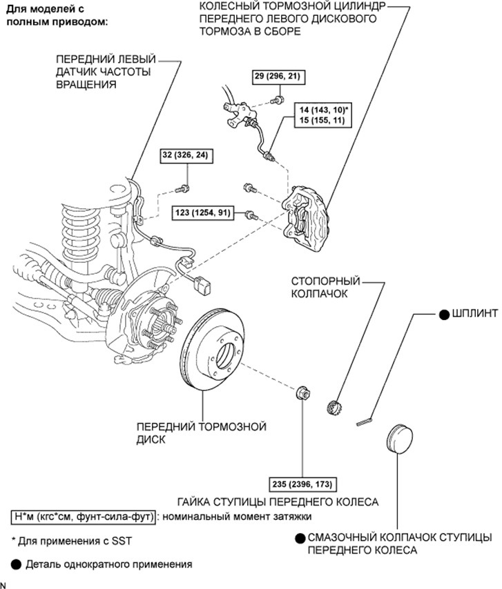 182000: подшипник правой передней ступицы — Toyota Hilux (7G), 2,5 л ...