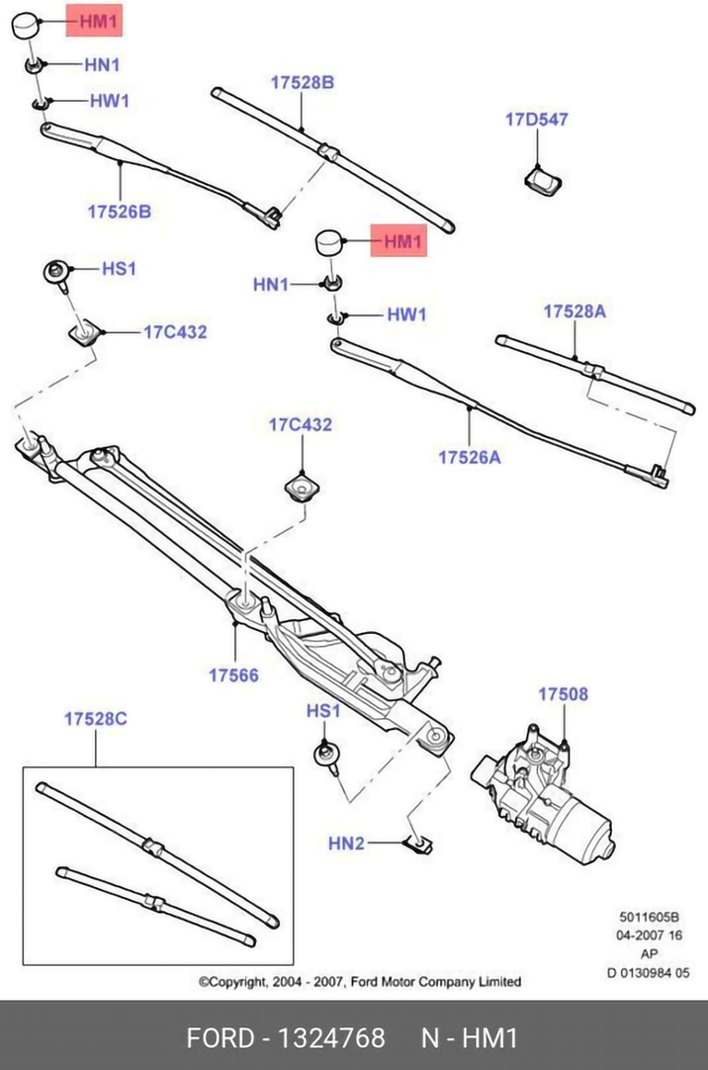 Колпачок гайки поводка стелоочистителя / FORD • 1324768 — Ford Focus ...