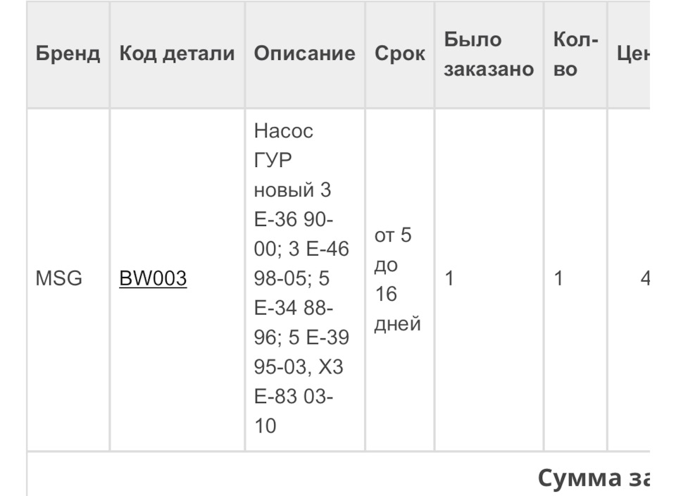 BW003 ГИДРАВЛИЧЕСКИЙ НАСОС, РУЛЕВОЕ УПРАВЛЕНИЕ MSG | Запчасти на DRIVE2