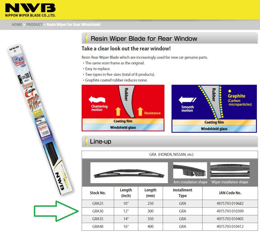 GRA25 Щетка стеклоочистителя задняя, 250мм NWB | Запчасти на DRIVE2