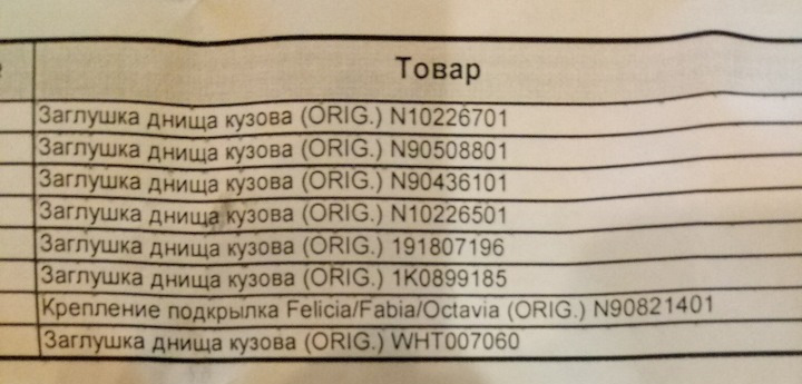 Заглушки (пробки) днища — Skoda Octavia A4 Mk1, 1,8 л, 2007 года ...