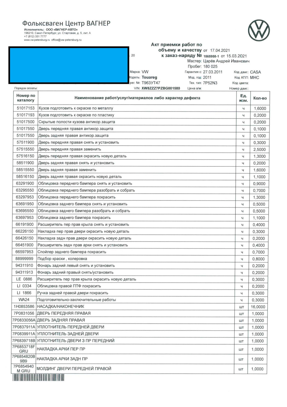После ремонта — Volkswagen Touareg (2G), 3 л, 2010 года | ДТП | DRIVE2