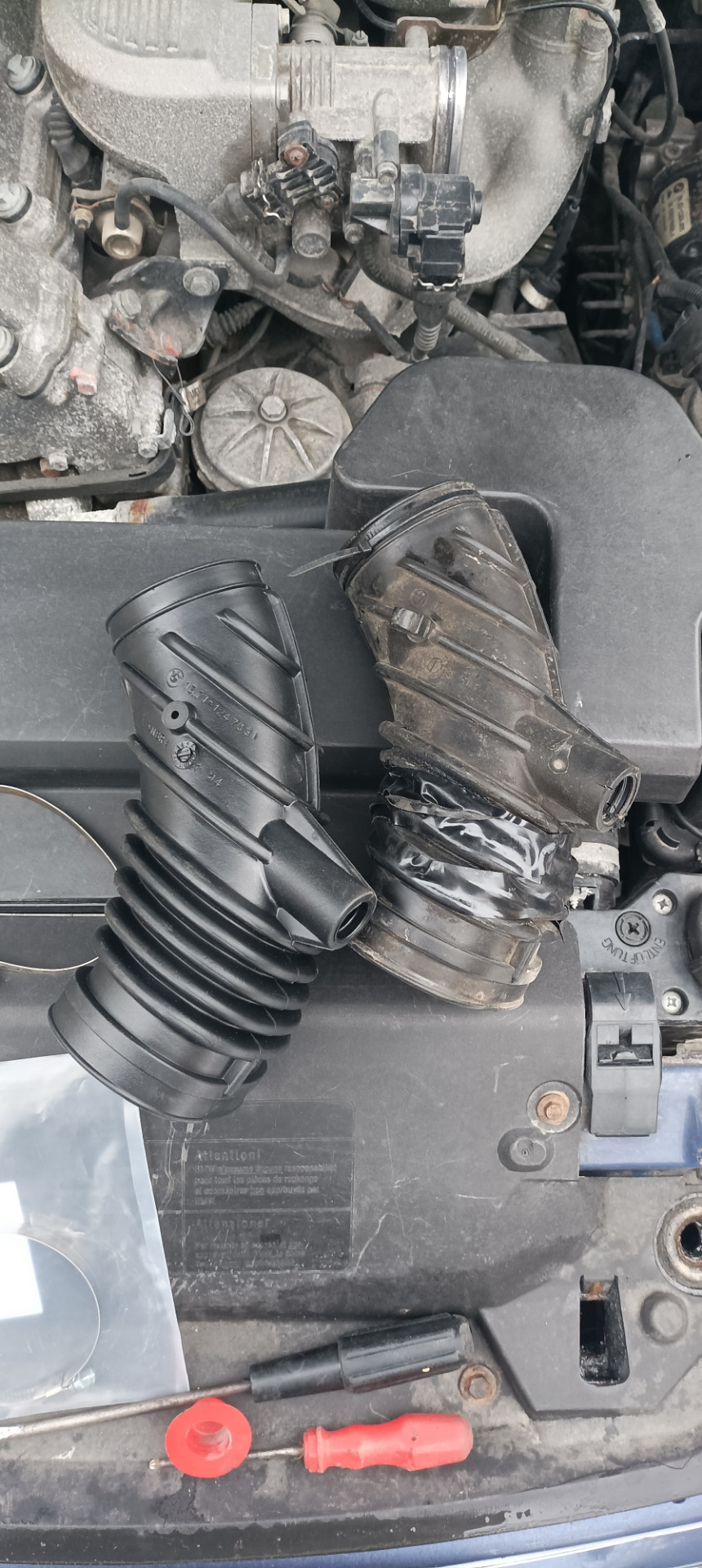 Гофра впускного коллектора — BMW 3 series Compact (E36/5), 1,9 л, 1997 ...