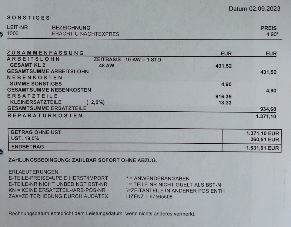 Замена лобового и стекла задней двери по страховке в Германии ...