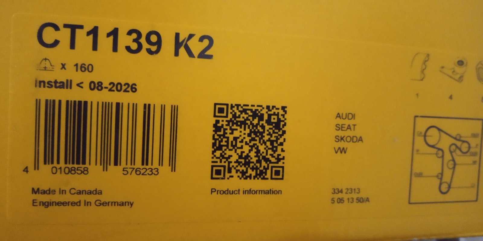 Contitech CT1139WP6 — Skoda Octavia Combi A5 Mk2, 1,6 л, 2011 года ...