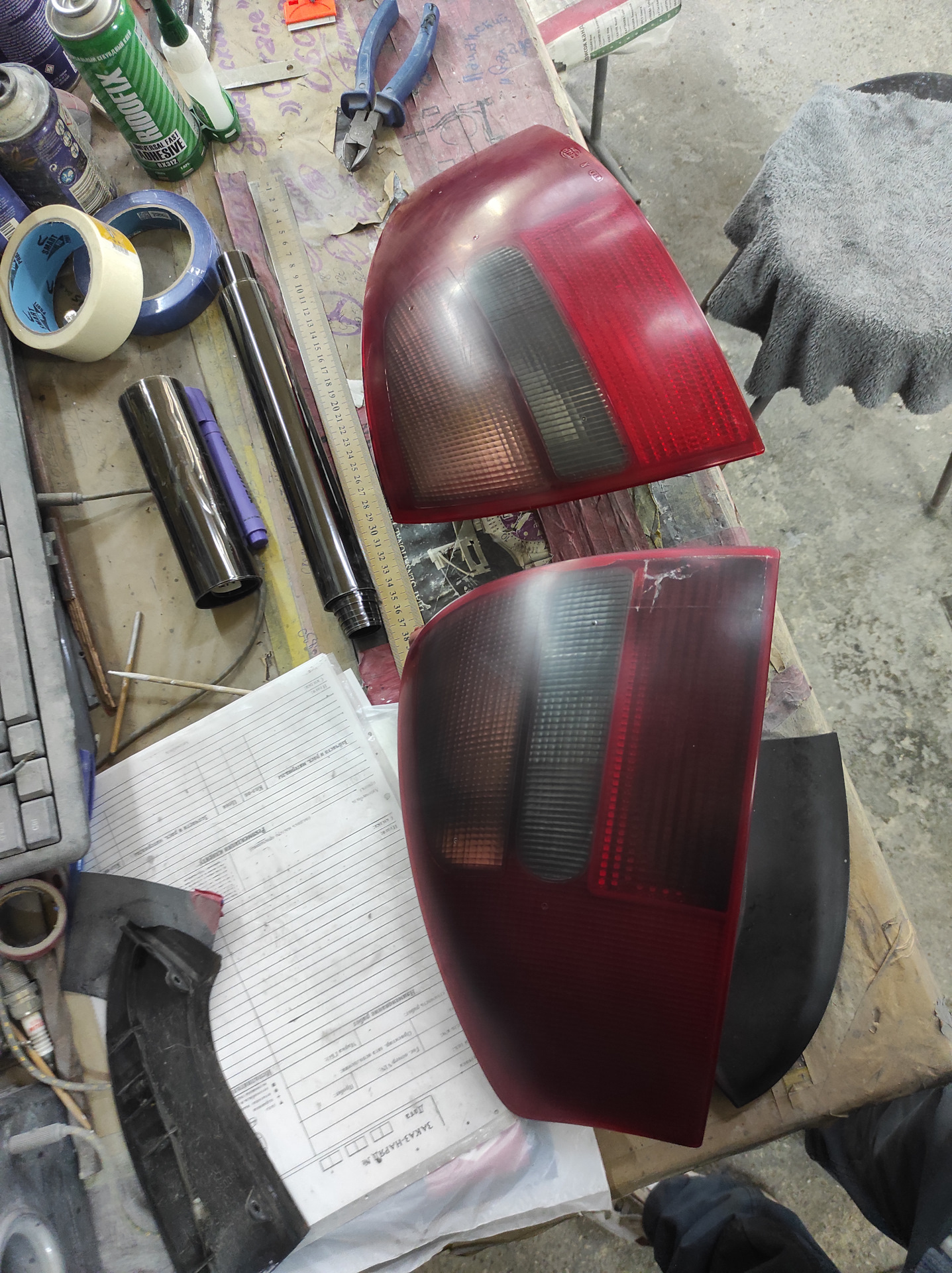 Ремонт+ чистка + тонировка задних фонарей — Audi A6 (C5), 2,5 л, 1999 ...