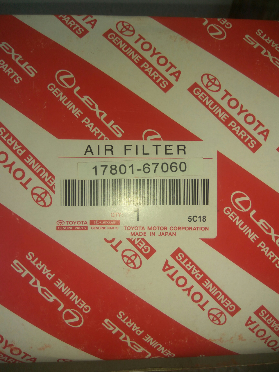 1780167060 Воздушный фильтр TOYOTA LEXUS | Запчасти на DRIVE2