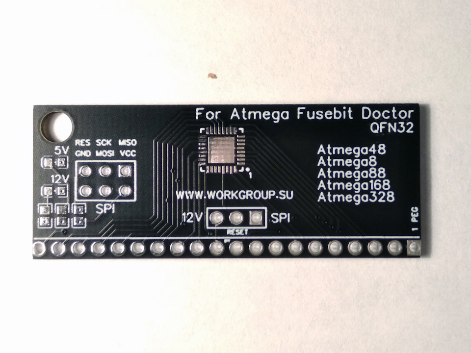 Переходник Atmega48/Atmega8/Atmega88/Atmega168/Atmega328 в корпусе QFN/MLF для Atmega fusebit ...