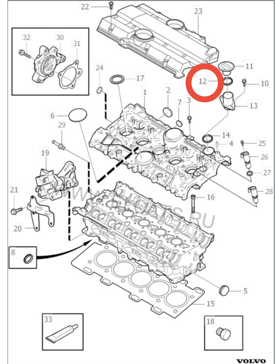 Уплотнительной кольцо маслоналивной горловины Volvo T5 — Volvo S60 (2G ...