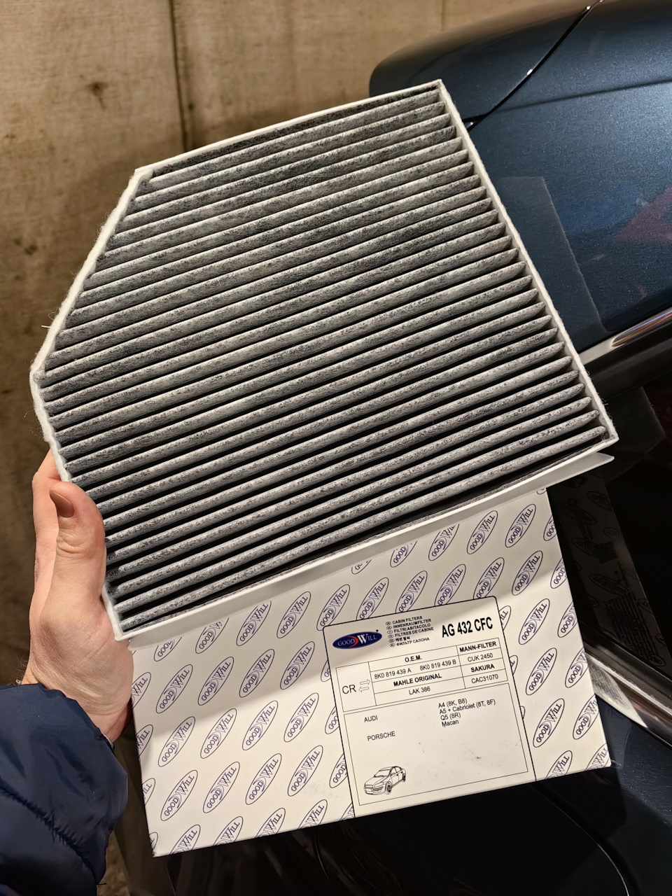 8K0819439B Фильтр вентиляции салона, угольный / AUDI A-4,5, Q5 08~ VAG ...