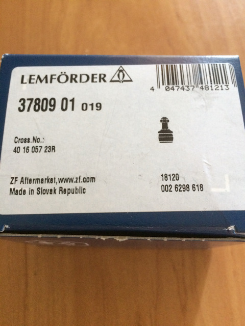 3780901 Шаровая опора LEMFORDER | Запчасти на DRIVE2