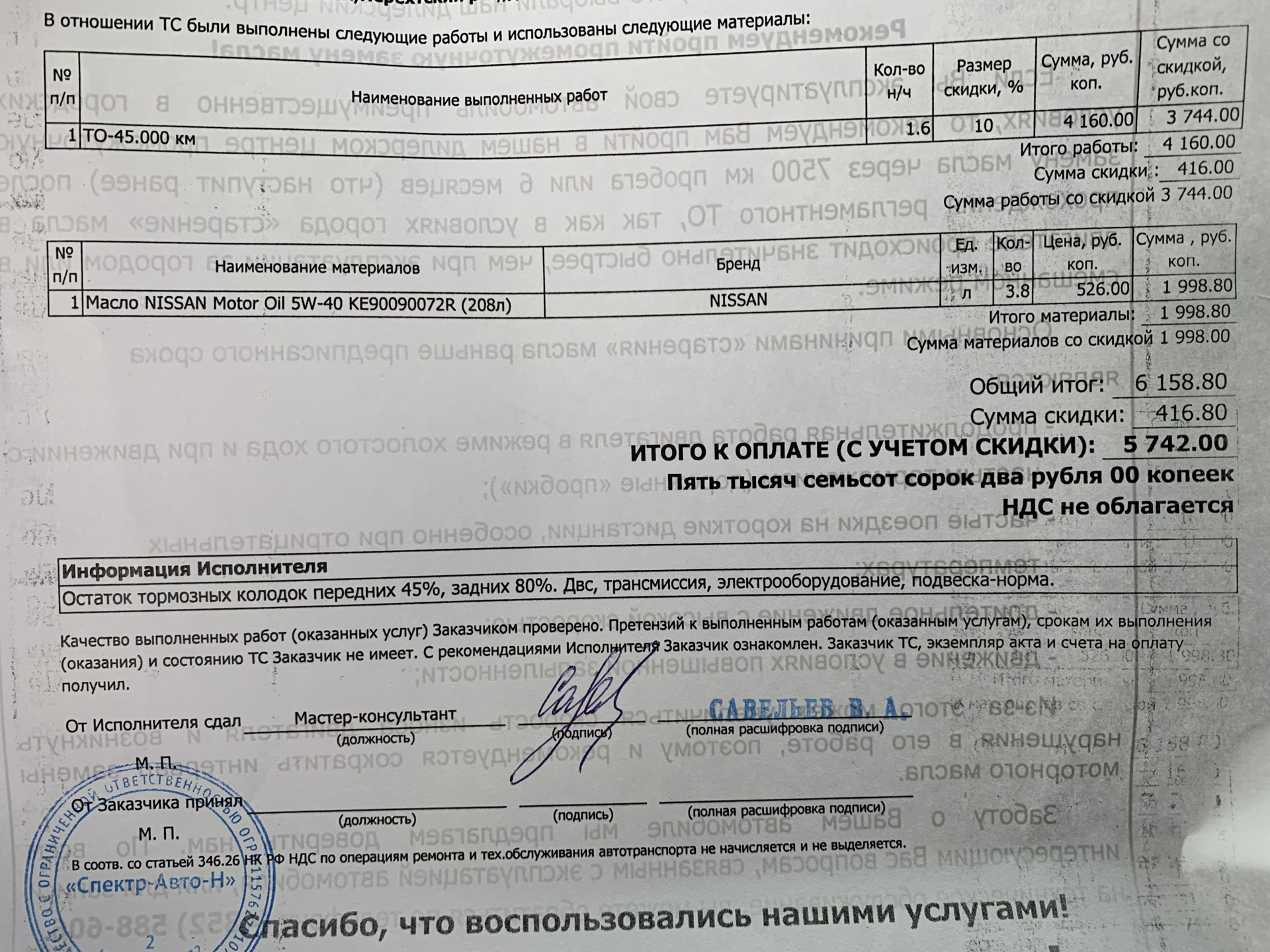 ТО45000 — Nissan X-Trail III (t32), 2 л, 2018 года | плановое ТО | DRIVE2