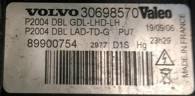 Список передних Фар на Volvo S60 I Restyle, V70 II Restyle, XC70 I ...