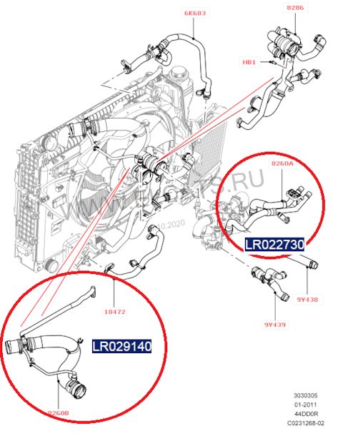 LR029140 Шланг радиатора Jaguar Land Rover | Запчасти на DRIVE2