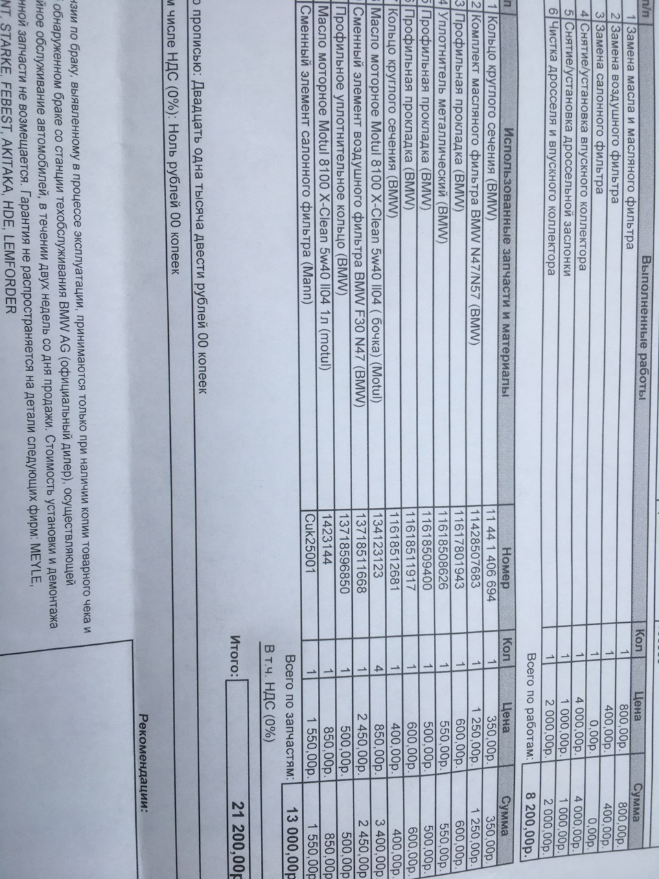 Очередное ТО и заодно почистили впуск — BMW 3 series (F30), 2 л, 2012 ...