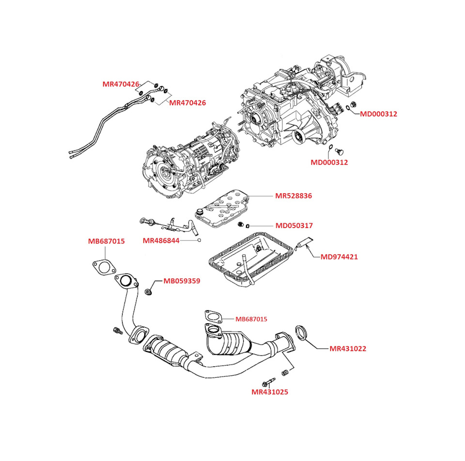 MR431025 БОЛТ КРЕПЛЕНИЯ ГЛУШИТЕЛЯ PAJERO/MONTERO, OUTLANDER (2000-2006 ...