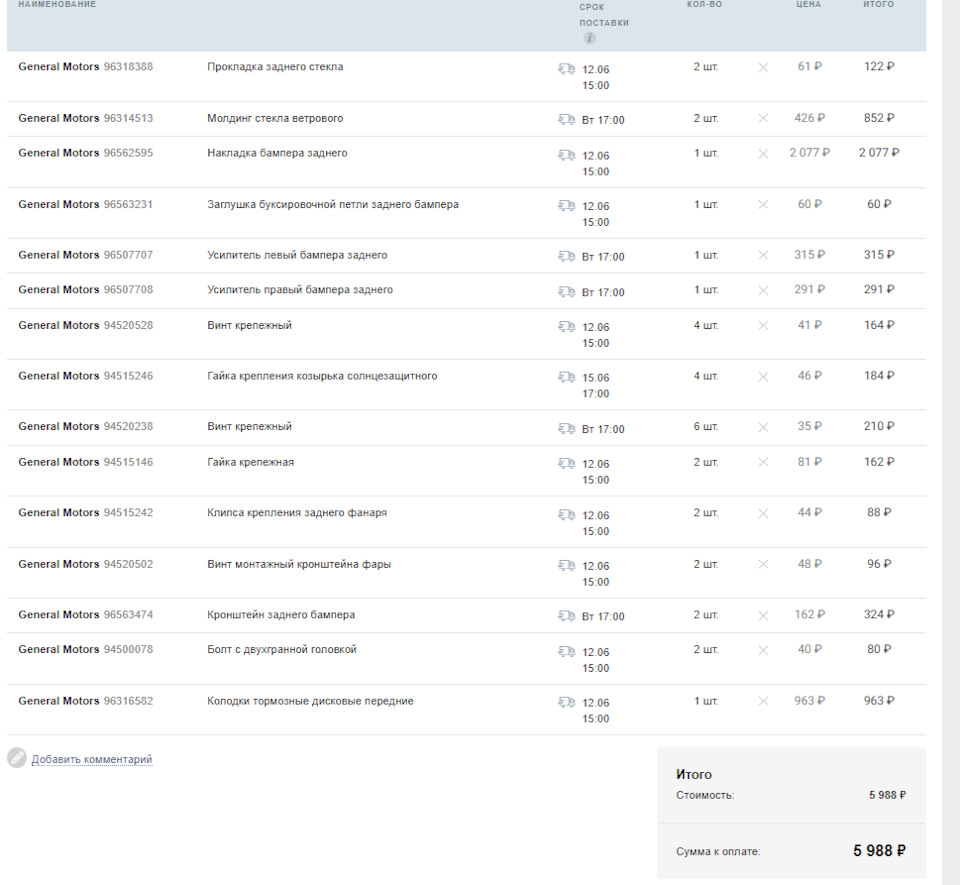 Запчасти. Поток 2 — Daewoo Matiz (M100/M150), 0,8 л, 2006 года ...